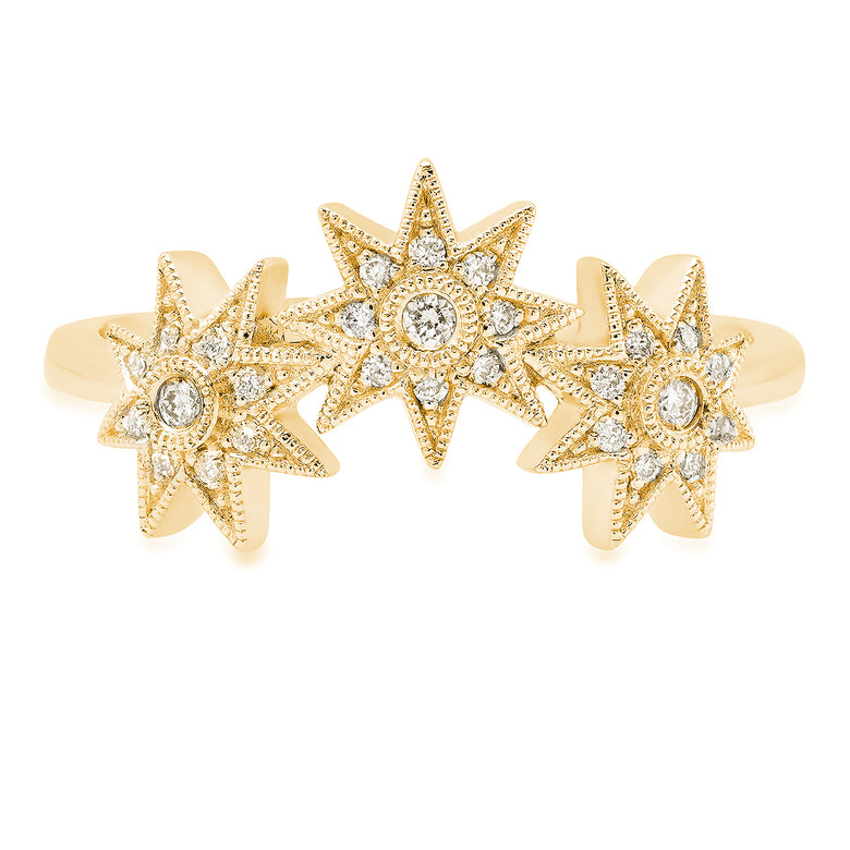 Curved Three Star Ring - Three Colors – Colette Jewelry