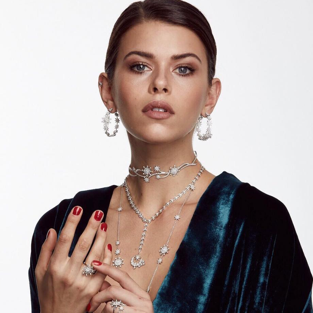 Diamond Star Hoop Earrings 18K White Gold | Colette Jewelry